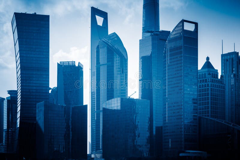 Landmarks of Shanghai,group of Modern Business Buildings Stock Image ...
