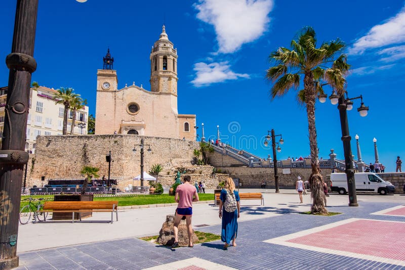 Landmarks of Sitges. editorial photo. Image of water - 100070186