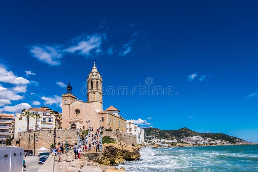 Landmarks of Sitges. editorial image. Image of blue - 100070275