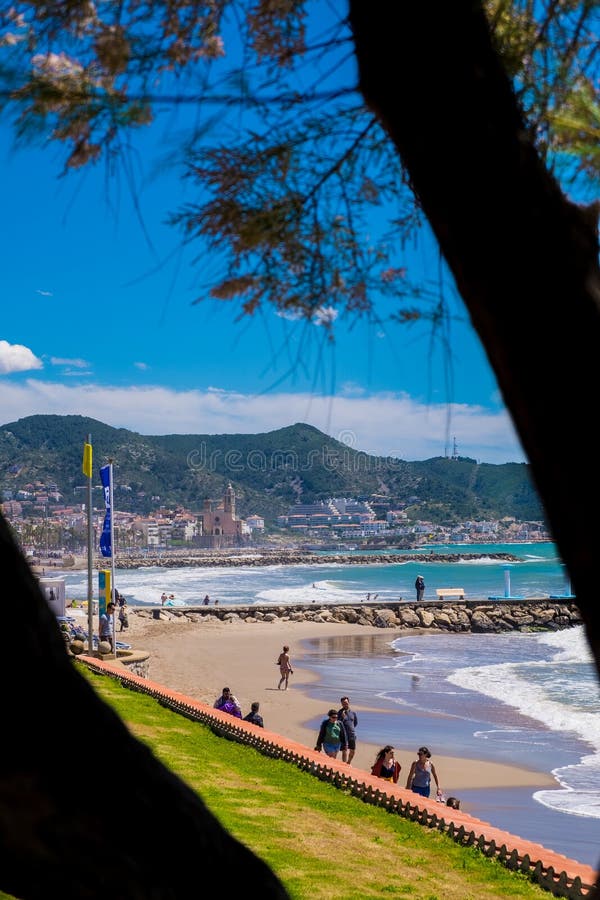 Landmarks of Sitges. editorial stock photo. Image of beach - 100069933