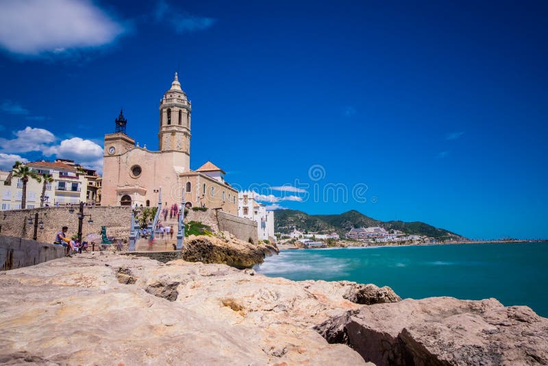 Landmarks of Sitges. editorial image. Image of blue - 100070430