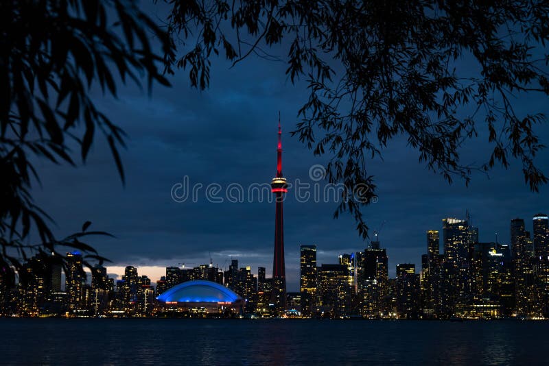 Landmarks and Skyscrapers of Toronto, Canada, at Night Stock Image ...