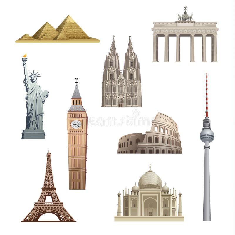 Landmarks of the world stock illustration. Illustration of brandenbug ...
