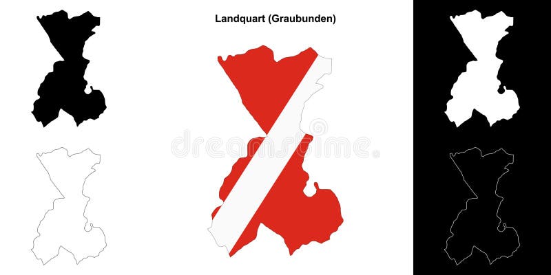 Landquart outline map stock vector. Illustration of outline - 335024865