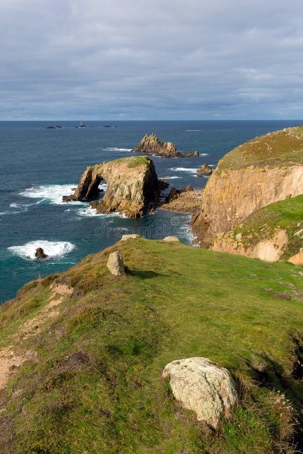 Lands End Cornwall England UK Stock Photo - Image of longships, blue ...