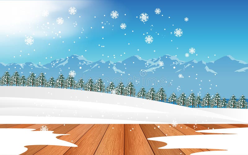 Wooden Floor with Snow Bkground Stock Vector - Illustration of skyline ...