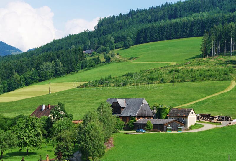 Swiss Farm stock photo. Image of swiss, alps, wood, slope - 1143478