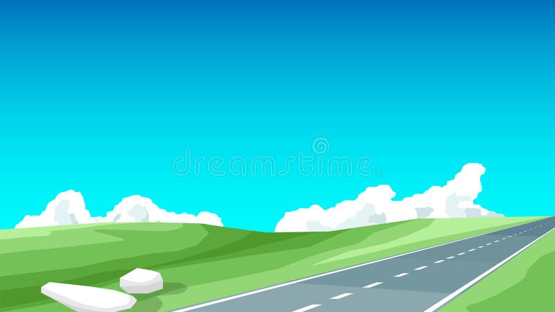 Stylized Landscape Poster with a Car and a Road. Stock Illustration ...
