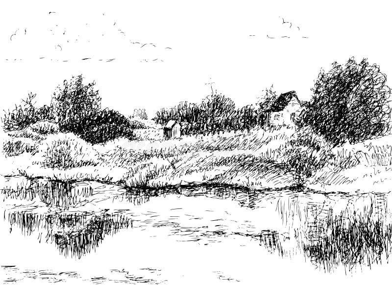 Landscape stock vector. Illustration of tracing, sketch - 5406736