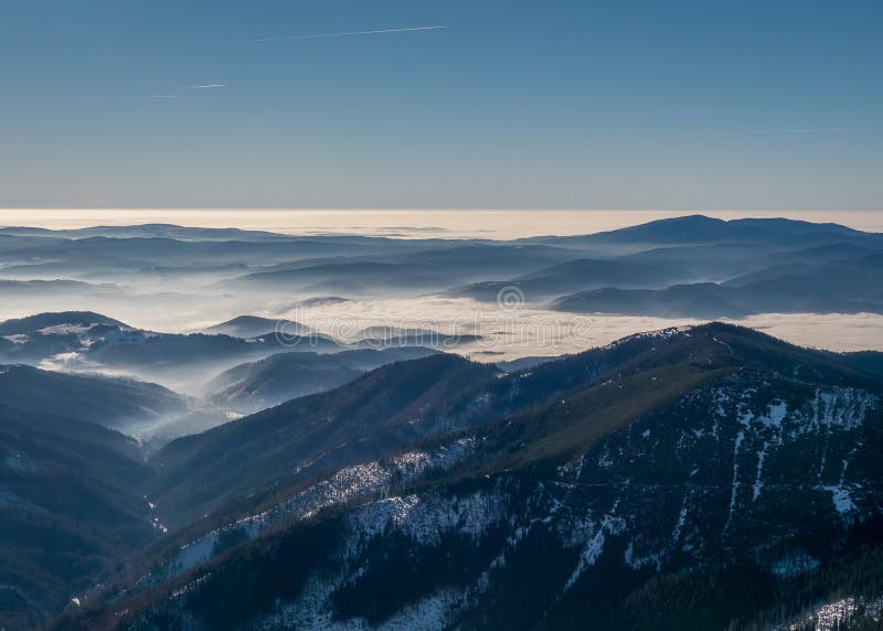 Landscape above mountain stock image. Image of smog, winter - 83142871