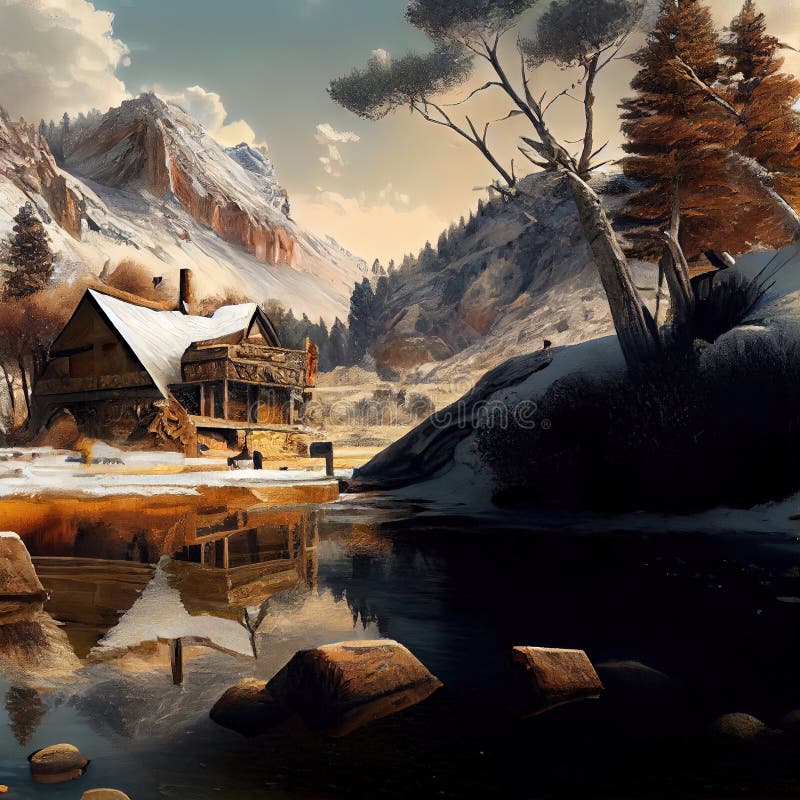 Landscape Abstract Realism Style - Ai Generated Stock Illustration ...