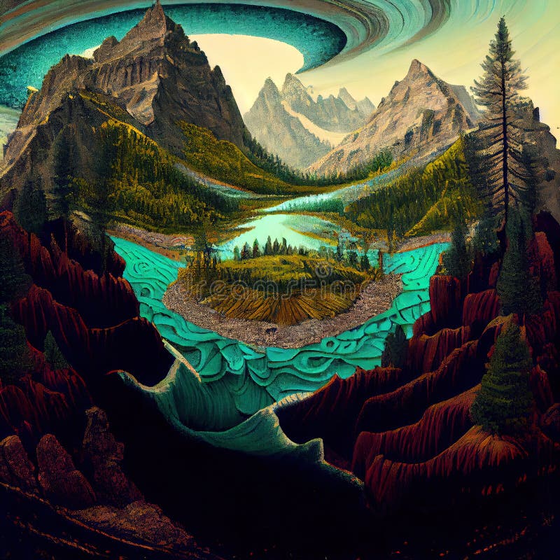 Landscape Abstract Realism Style - Ai Generated Stock Illustration ...