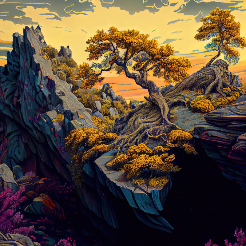 Landscape Abstract Realism Style - Ai Generated Stock Illustration ...