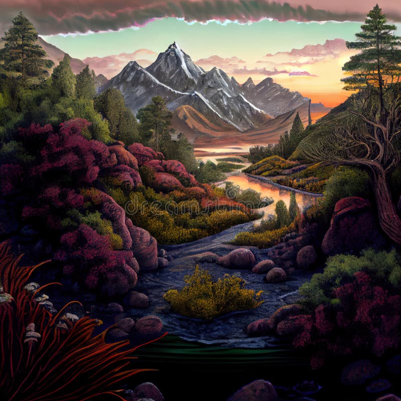 Landscape Abstract Realism Style - Ai Generated Stock Illustration ...