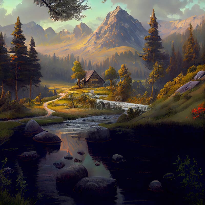 Landscape Abstract Realism Style - Ai Generated Stock Illustration ...