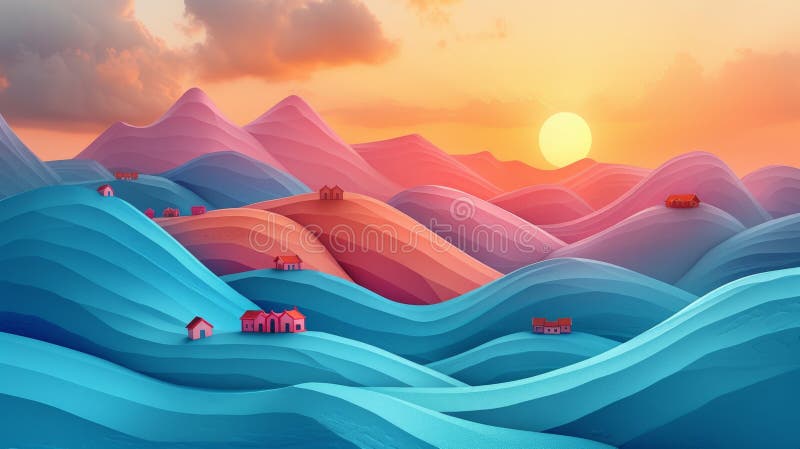 Landscape of Abstract Lines Stock Photo - Image of vintage, nature ...