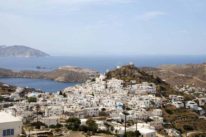 Landscape Aegean Sea Ios Cyclades Stock Image - Image of greek, stucco ...