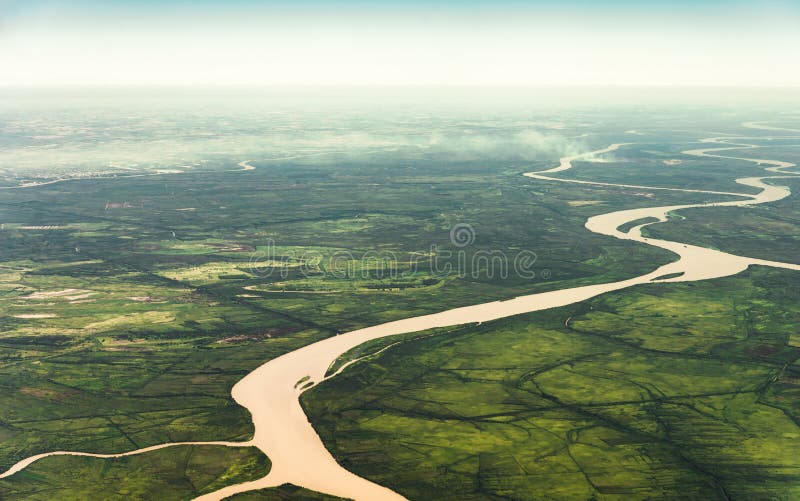 Landscape Aerial View of Colorful Amazon Rivers, Forest, Jungle, and ...