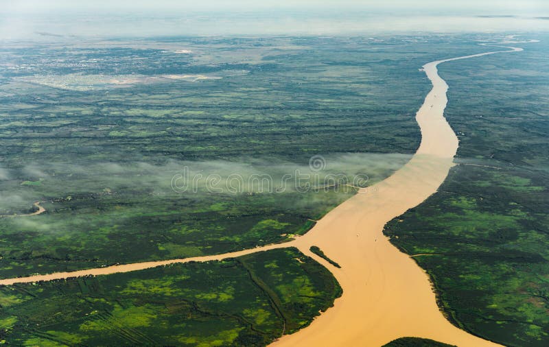 Landscape Aerial View of Colorful Amazon Rivers, Forest, Jungle, and ...