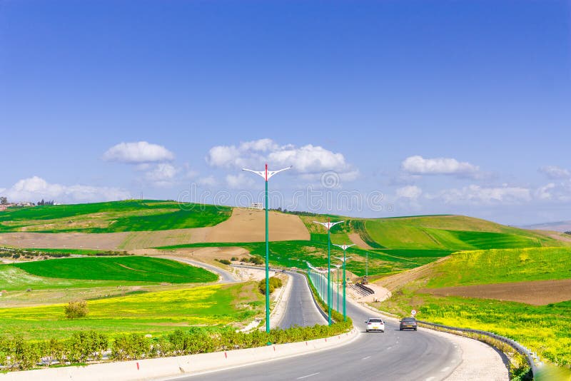 Landscape Agricultural Fields In Spring The City Of Mila Algeria Stock ...