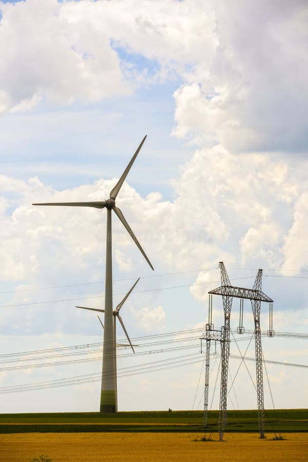 Landscape with an Agricultural and Wind Farm Stock Photo - Image of ...