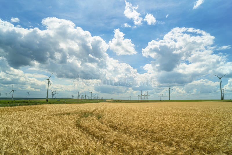 Landscape with an Agricultural and Wind Farm Stock Photo - Image of ...