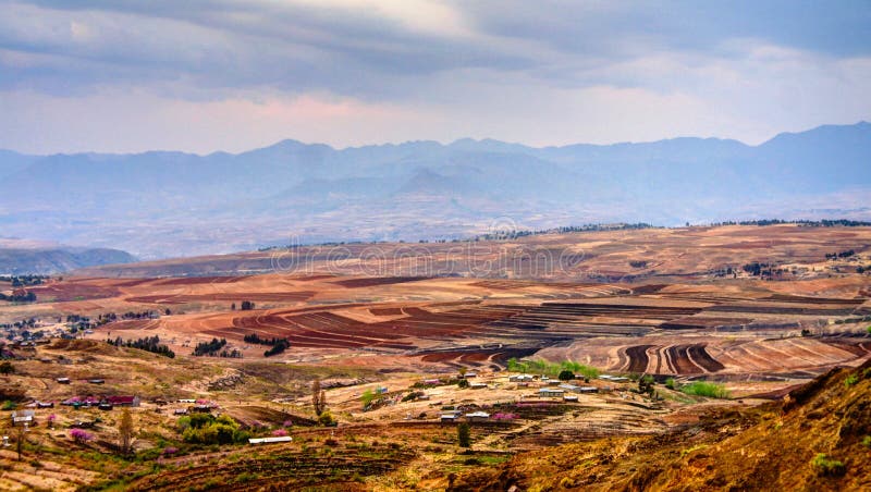 Landscape with the Agriculture Field, Canyon of Makhaleng River Around ...