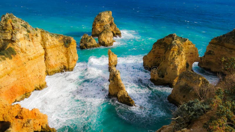 Landscape Algarve Portugal Cliff Stock Image - Image of paradise ...