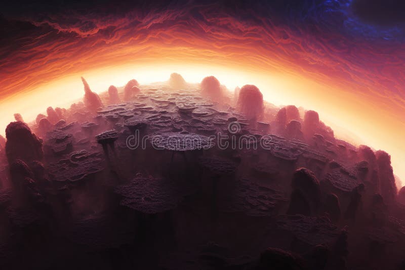 Landscape of an Alien Planet, View of Another Planet Surface, Science ...