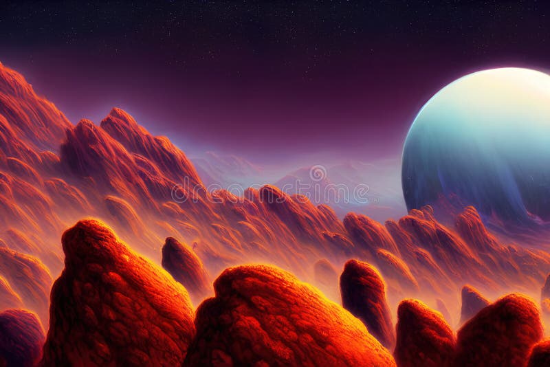 Landscape of an Alien Planet, View of Another Planet Surface, Science ...