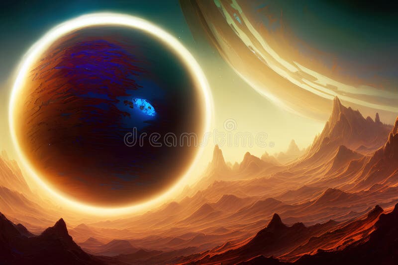 Landscape of an Alien Planet. Space Wallpaper Banner Background Stock ...