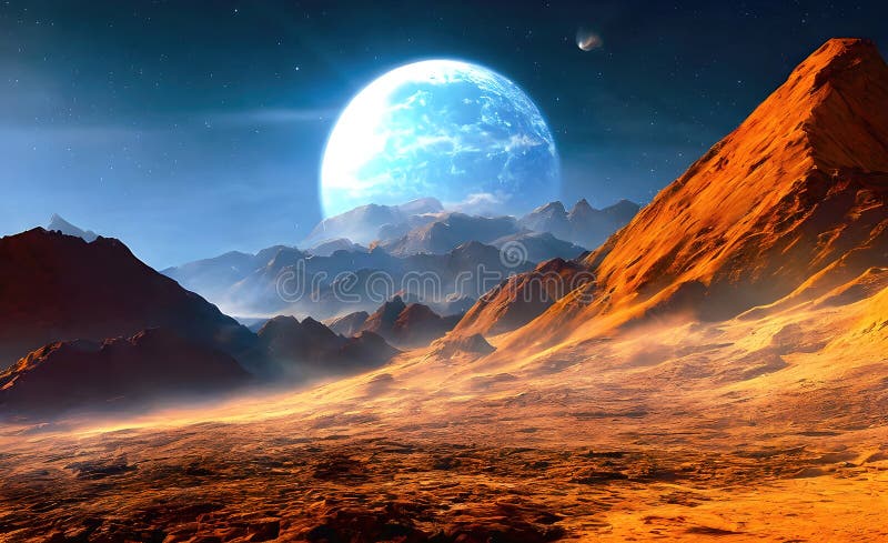 Landscape of an Alien Planet, View of Another Planet Surface, Science ...