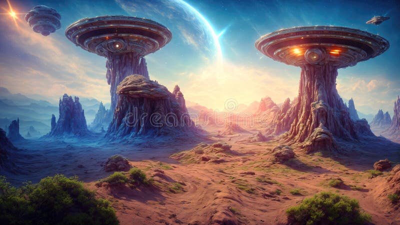 Landscape of an Alien Planet, View of Another Planet Surface, Science ...