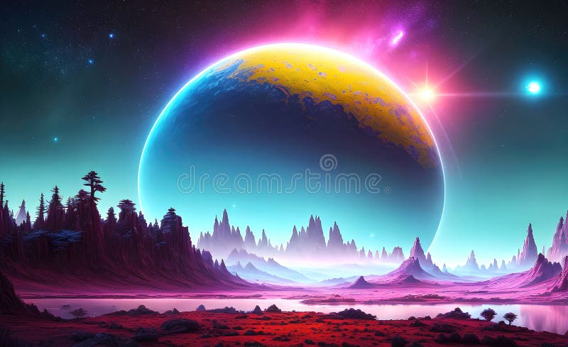 Landscape of an Alien Planet, View of Another Planet Surface, Science ...