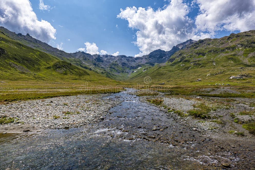 Landscape of an Alpine River on Splugen Pass Stock Photo - Image of ...