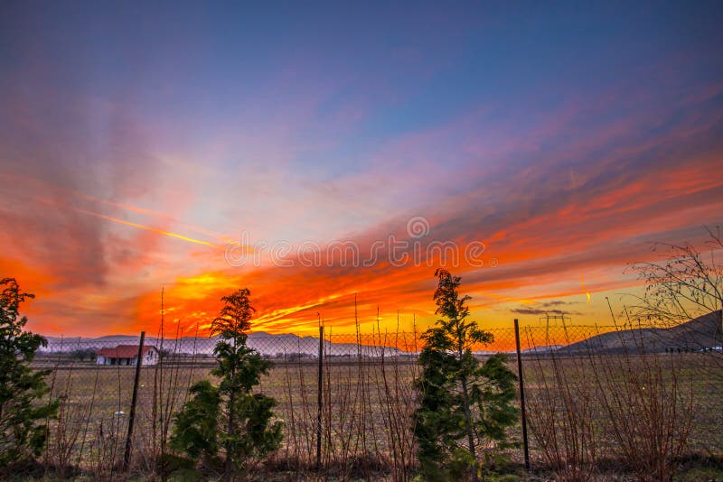 Landscape at the sunset stock photo. Image of nature - 198601270