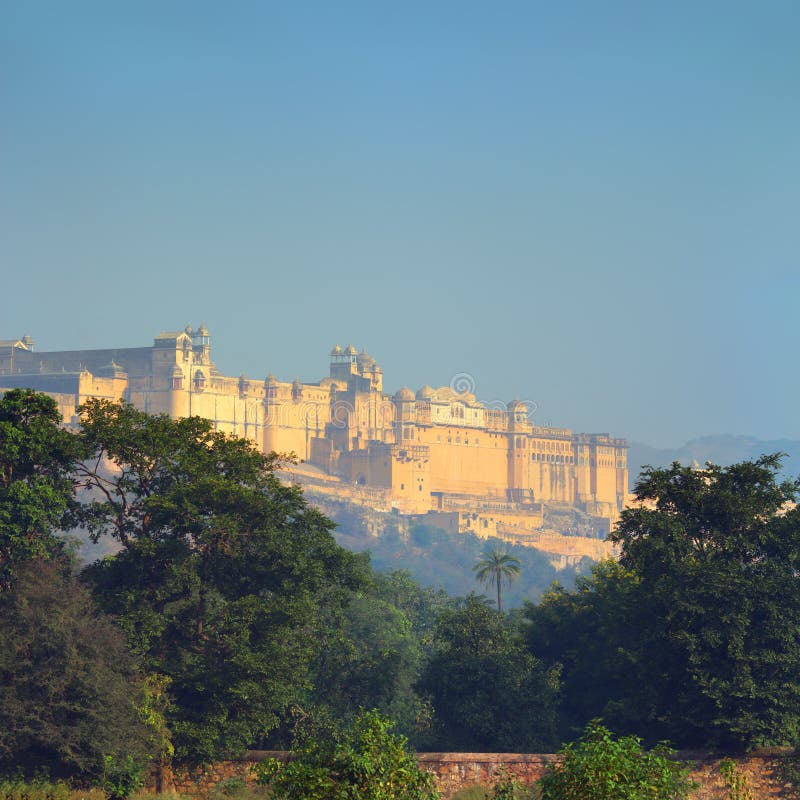 Landscape with Amber Fort in India Stock Photo - Image of fort ...
