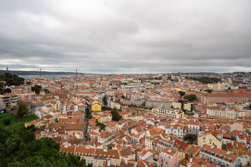 Landscape of Ancient Lisbon from the Top Stock Photo - Image of tourism ...