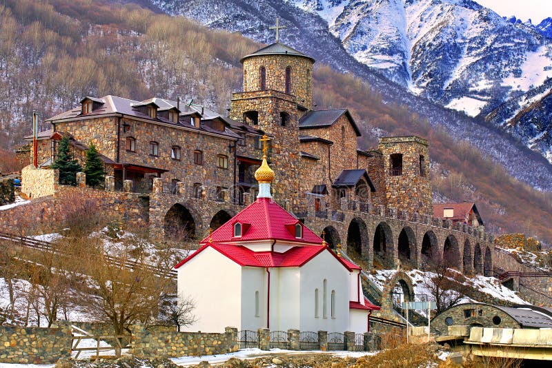 Landscape with an Ancient Monastery Stock Image - Image of landmark ...