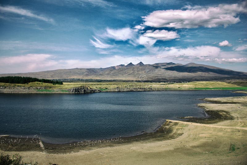 Landscape of Aparan Reservoir Armenia with Dramatic Clouds Editorial ...