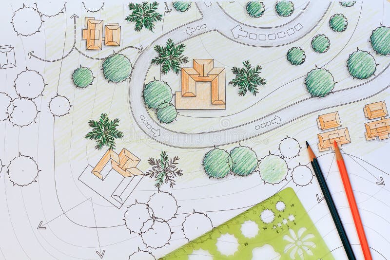 Landscape Architect Designing on Site Analysis Plan Stock Image - Image ...