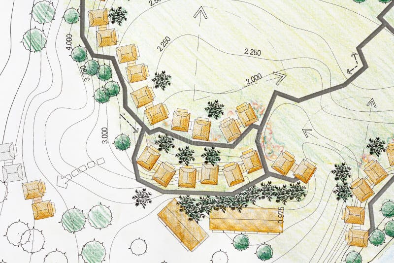 Landscape Architect Designing on Site Analysis Plan Stock Image - Image ...