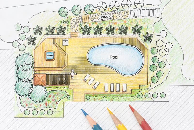 Landscape Architect Designs Pool for Luxury Villa Stock Photo - Image ...