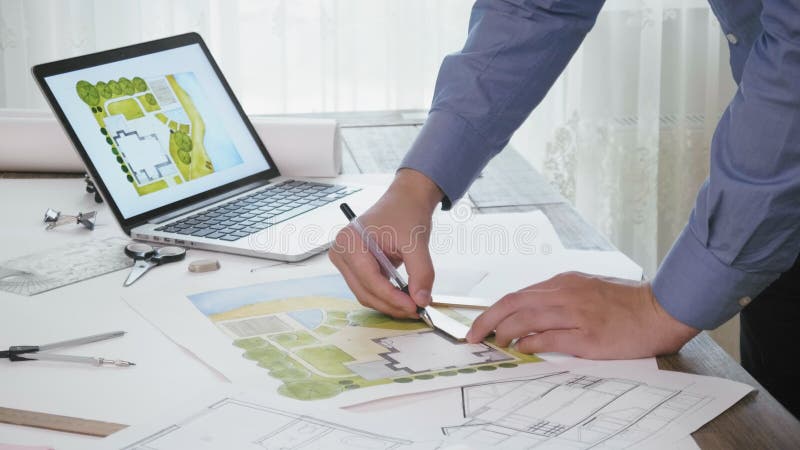 Landscape Architect Student Learning Garden Plan Design Stock Video ...