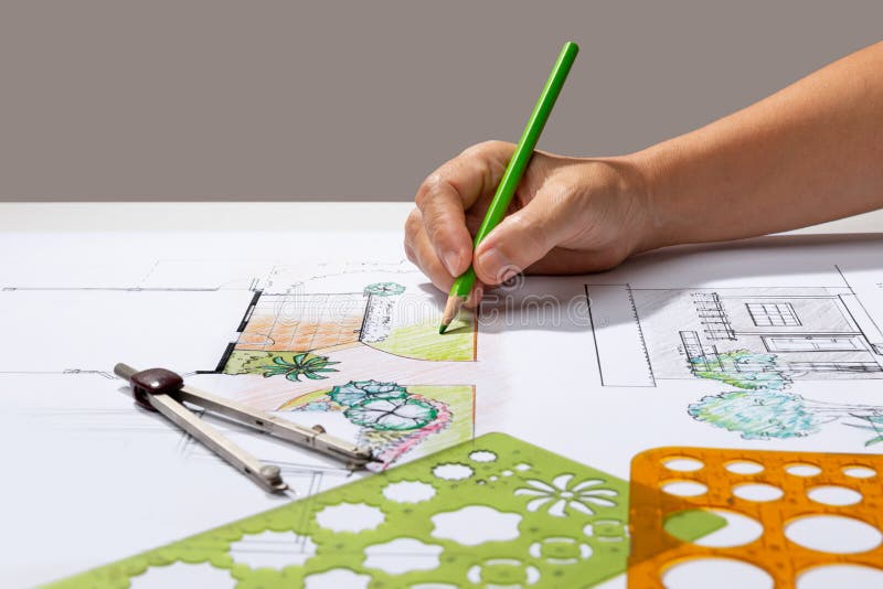 Landscape Architect Student Learning Garden Plan Design Stock Image ...