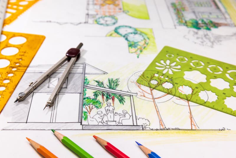 Landscape Architect Student Learning Garden Plan Design Stock Image ...