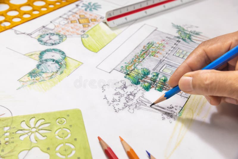 Landscape Architect Student Learning Garden Plan Design Stock Image ...