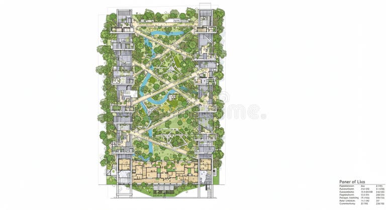 Landscape Architectural Design Featuring a Structured, Symmetrical ...