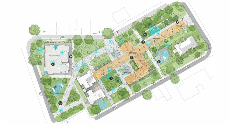 Landscape Architectural Plan Depicting a Detailed Layout of a Green ...