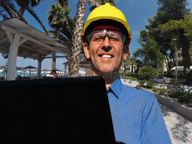 Landscape Architecture Engineer with Laptop Computer Stock Photo ...